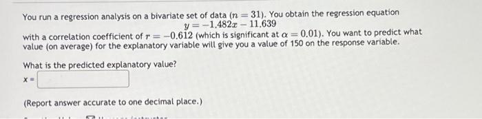 Solved The following bivariate data set contains an nutliar | Chegg.com