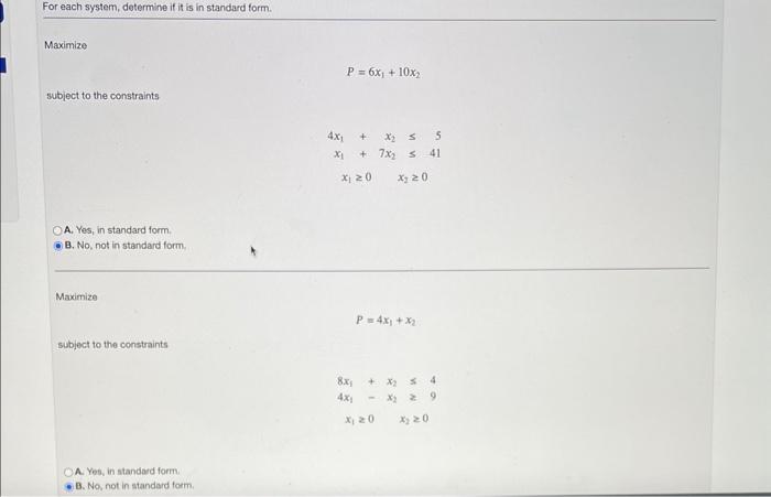 Solved P=6x1+10x2 subject to the constraints | Chegg.com