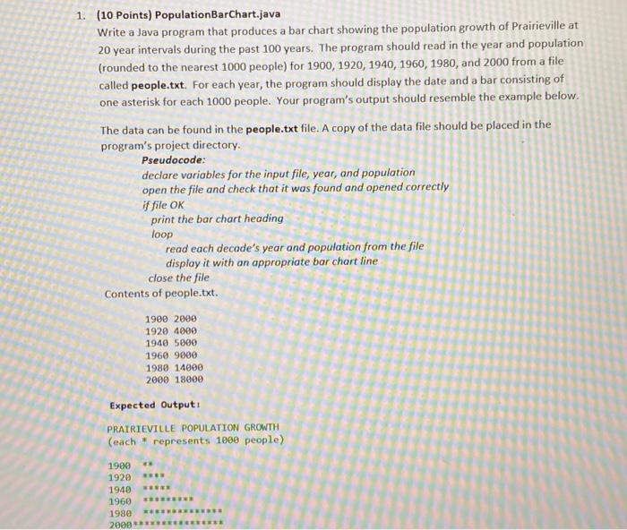 Solved 1. (10 Points) PopulationBarChart.java Write a Java | Chegg.com