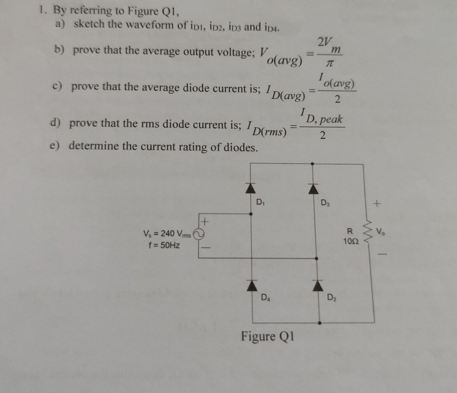 Solved 1. By referring to Figure Q1, a) sketch the waveform | Chegg.com