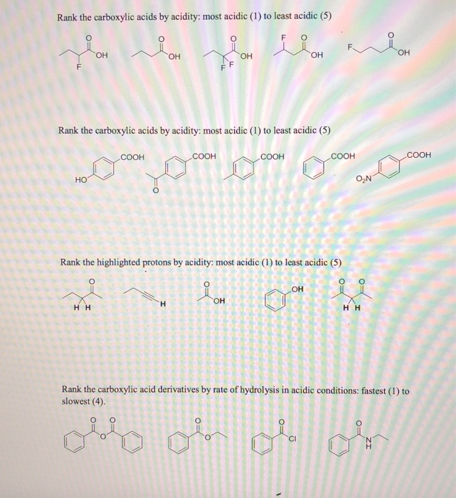 Solved Rank the carboxylic acids by acidity: most acidic (1) | Chegg.com