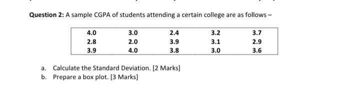 Solved Question 2: A sample CGPA of students attending a | Chegg.com