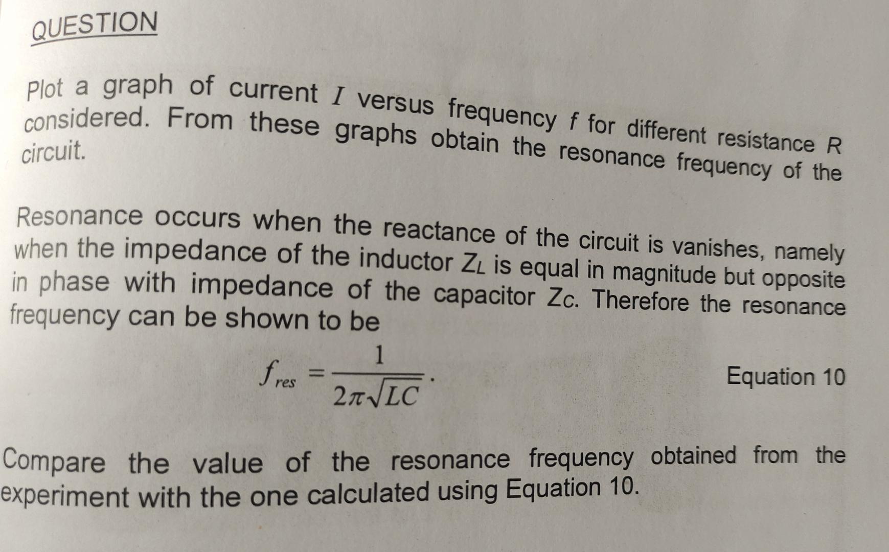 Solved AC3 - ﻿Series resonant circuitThis experiment is | Chegg.com