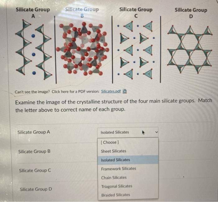 Solved Silicate Group A Silicate Group B Silicate Group | Chegg.com
