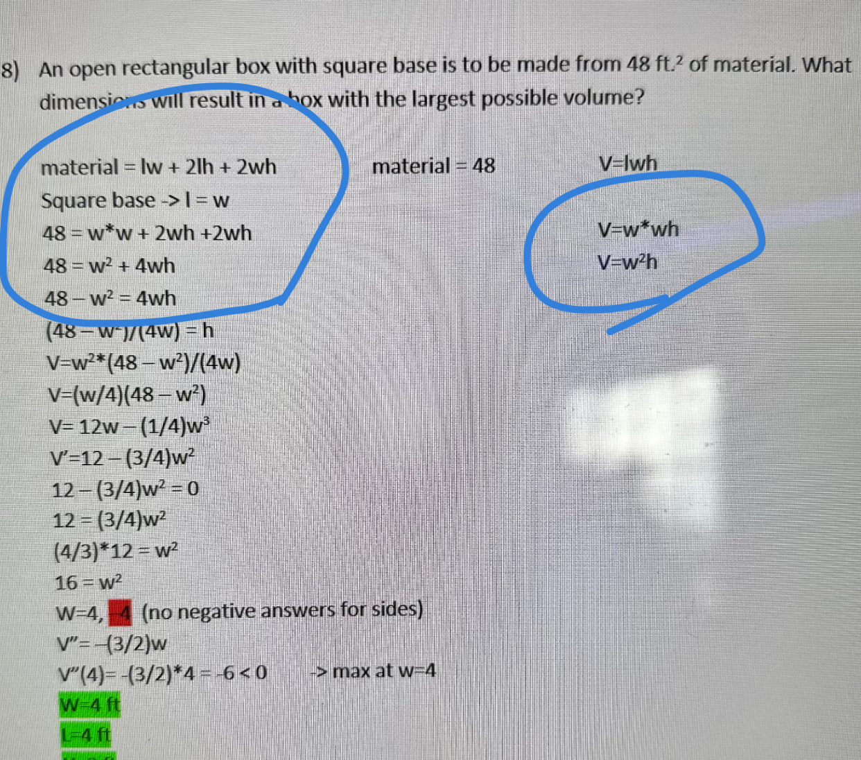 Solved An open rectangular box with square base is to be | Chegg.com