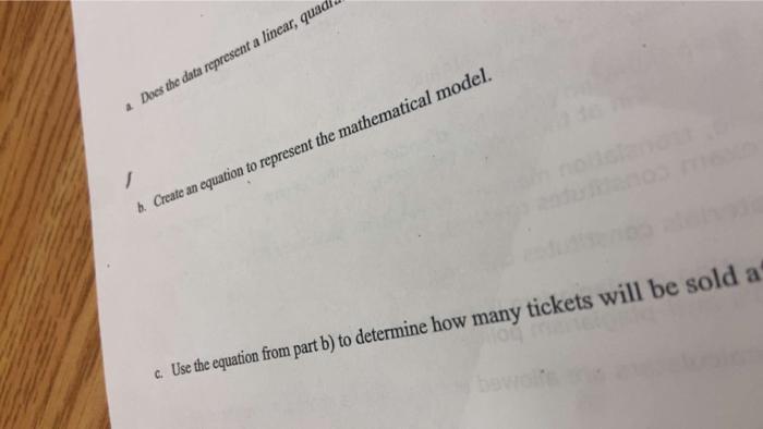 Solved 2. Does the data represent a linear, quadratic of | Chegg.com