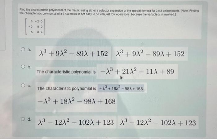 Solved Find the characteristic polynomial of the matro, | Chegg.com