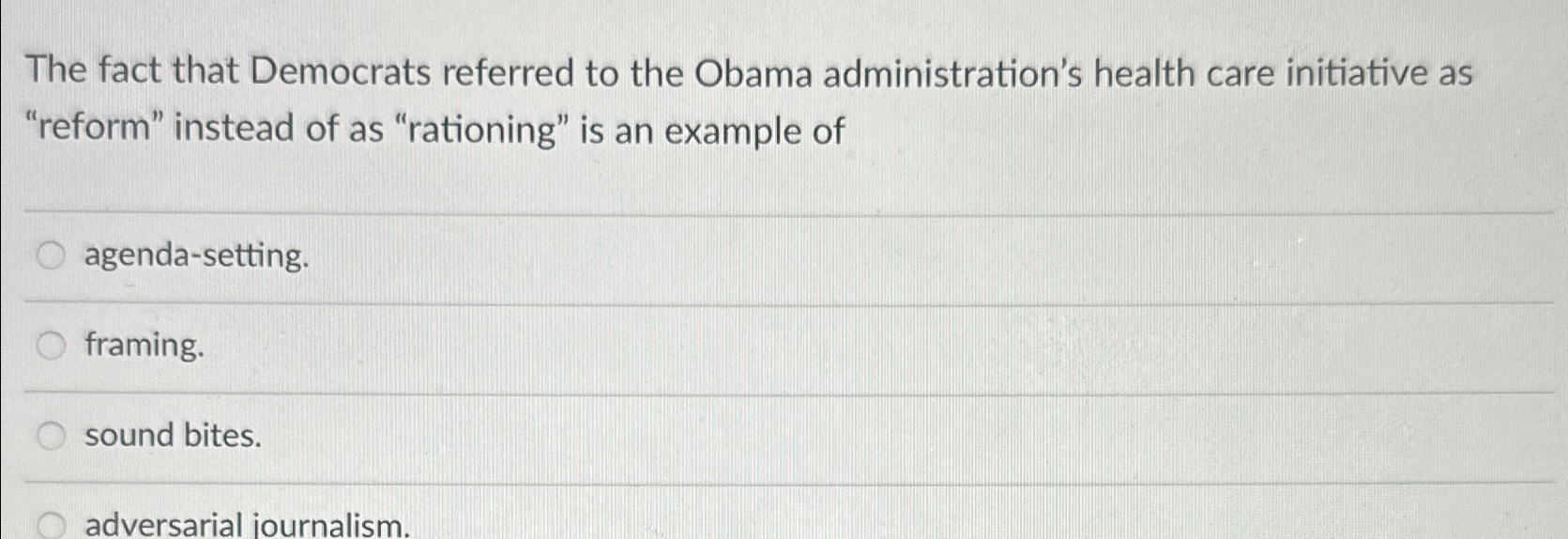 Solved The fact that Democrats referred to the Obama | Chegg.com
