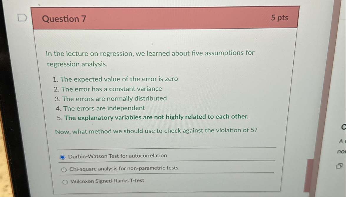Solved Question 75 ﻿ptsIn the lecture on regression, we | Chegg.com
