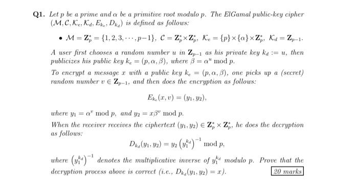 21. Let p be a prime and α be a primitive root modulo | Chegg.com