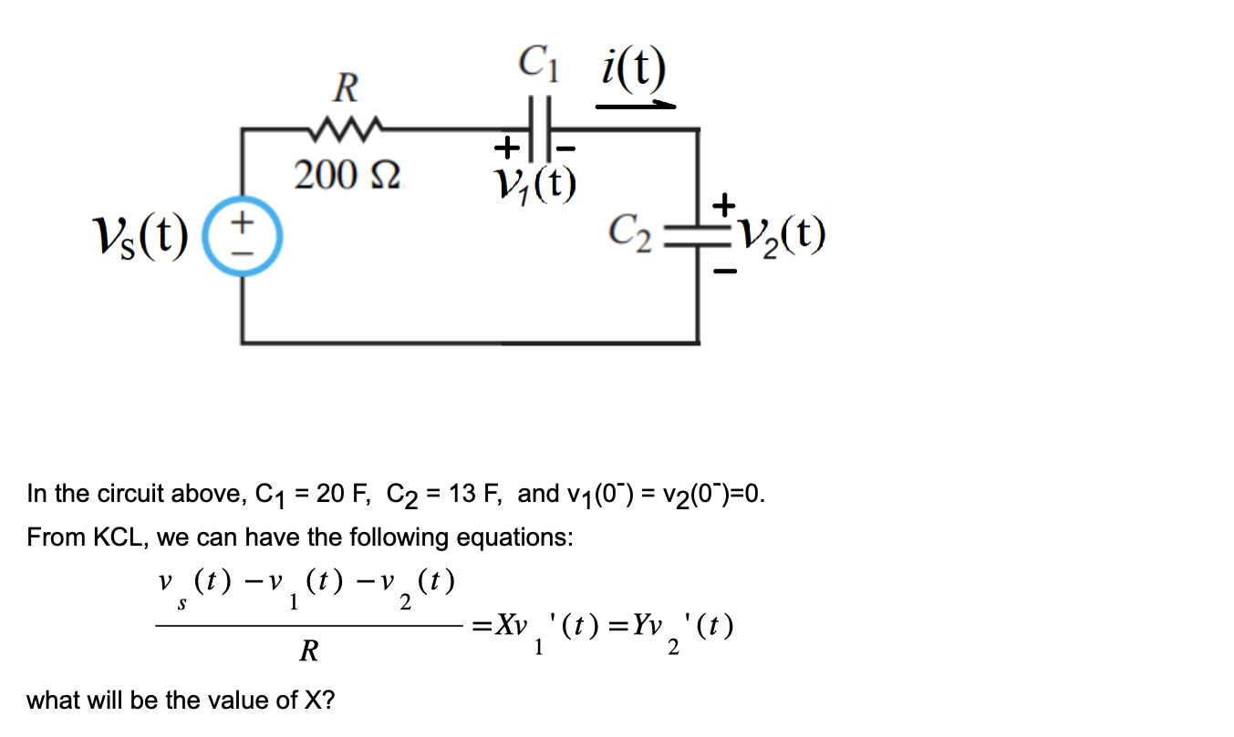 Solved In the circuit above, C1=20F,C2=13F, ﻿and | Chegg.com