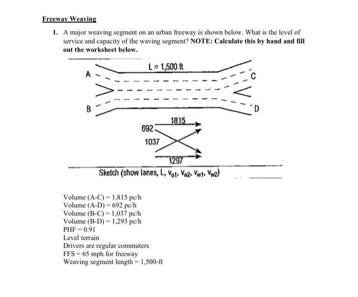 eewav Weaving 1. A major weaving segment on an urban | Chegg.com
