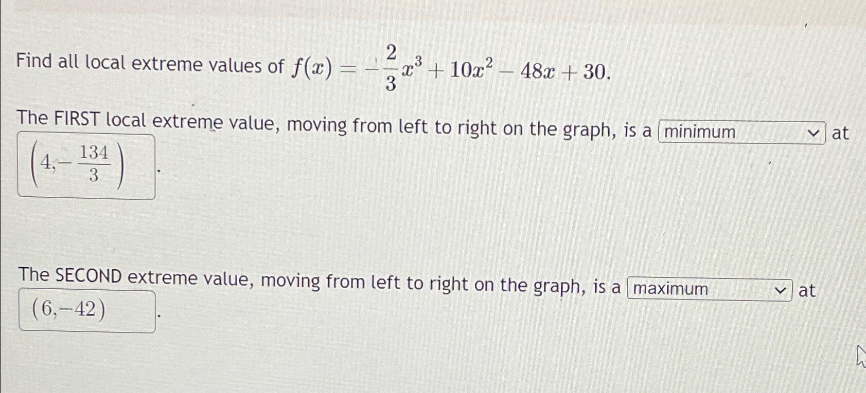 Solved Find all local extreme values of | Chegg.com
