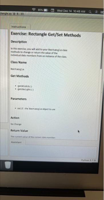 Solved Exercise: Rectangle Get/Set Methods Description In | Chegg.com
