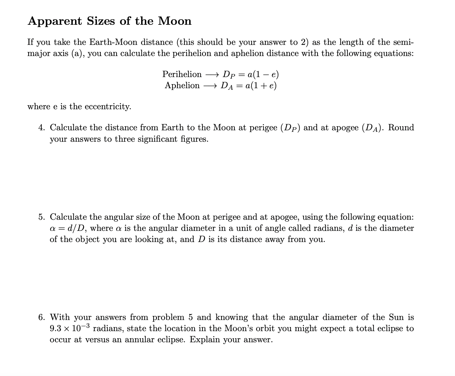 Solved Apparent Sizes of the MoonIf you take the Earth-Moon | Chegg.com