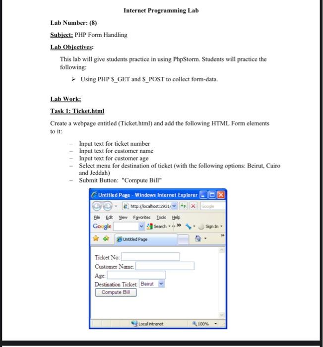 Solved Internet Programming Lab Lab Number: (8) Subject: PHP | Chegg.com