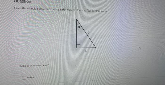 Solved Given the triangle below, find the angle θ in | Chegg.com