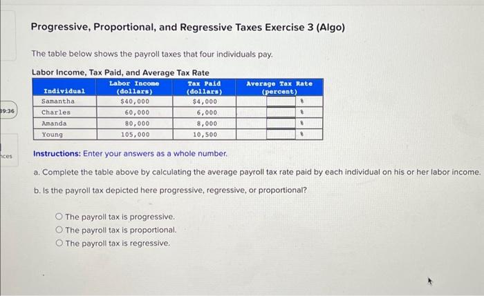 Solved 39:36 nces Progressive, Proportional, and Regressive | Chegg.com