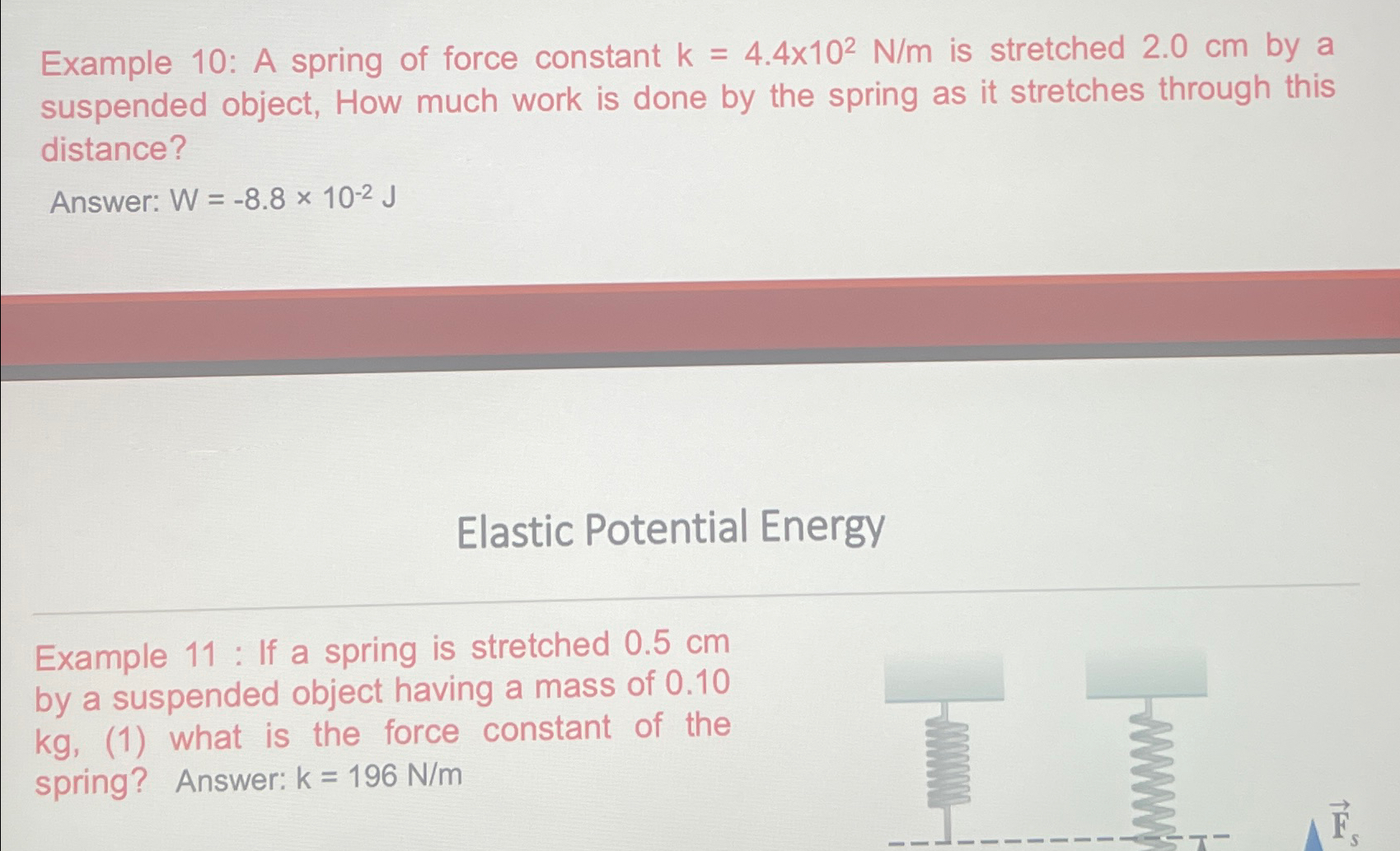 Solved Example 10: A spring of force constant k=4.4×102Nm | Chegg.com