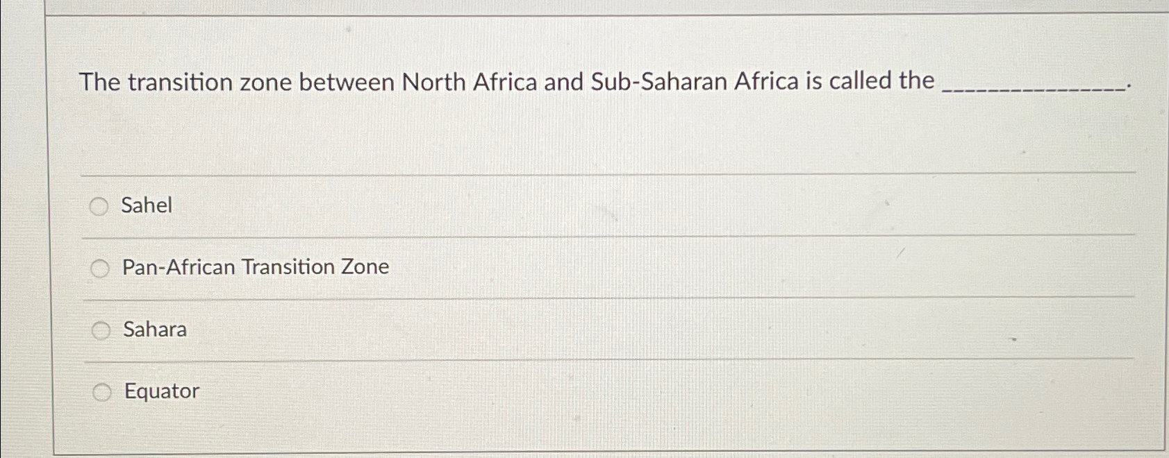 Solved The transition zone between North Africa and | Chegg.com