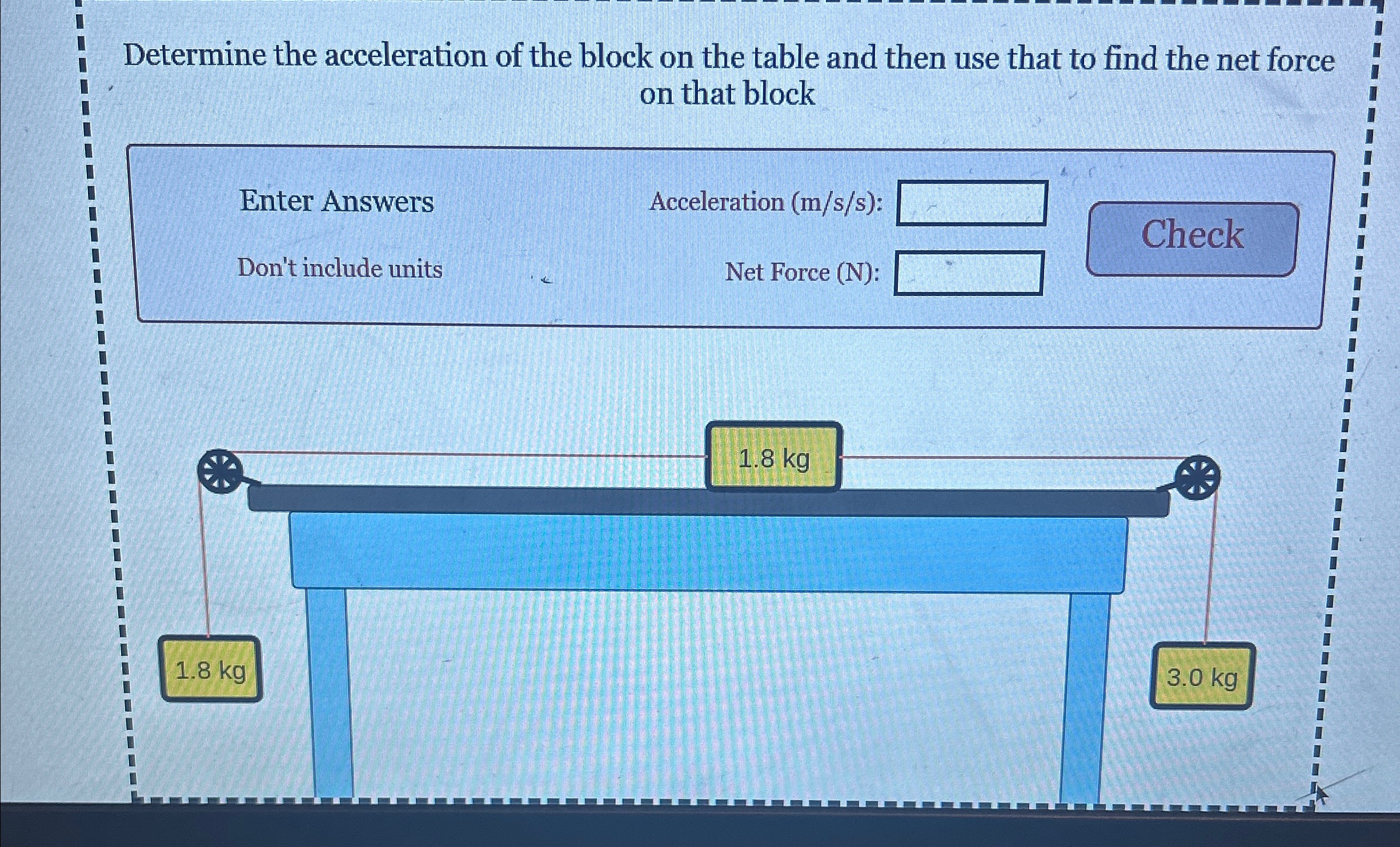 Solved Determine the acceleration of the block on the table | Chegg.com