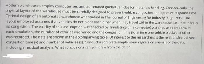Solved Modern warehouses employ computerized and automated | Chegg.com