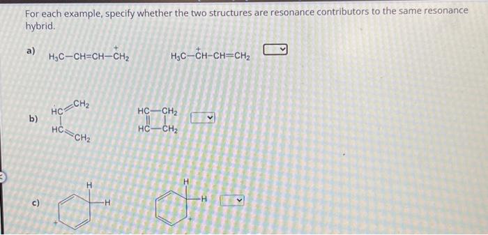 Solved For each example, specify whether the two structures | Chegg.com