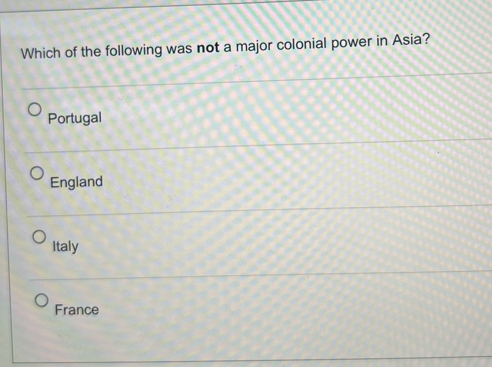 Solved Which of the following was not a major colonial power | Chegg.com