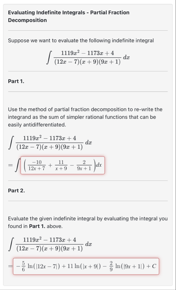 Solved Evaluating Indefinite Integrals - ﻿Partial Fraction | Chegg.com