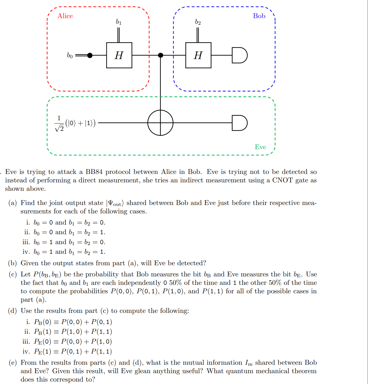 Solved Eve is trying to attack a BB84 ﻿protocol between | Chegg.com
