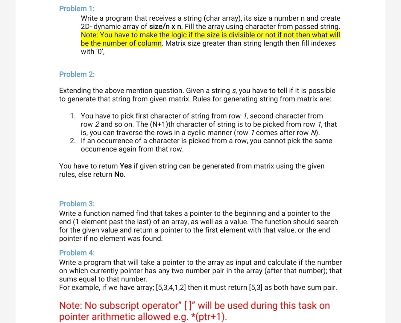 Solved Problem 1: Write a program that receives a string | Chegg.com