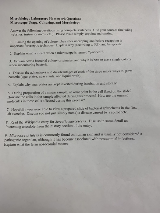Solved Microbiology Laboratory Homework Questions Microscope | Chegg.com