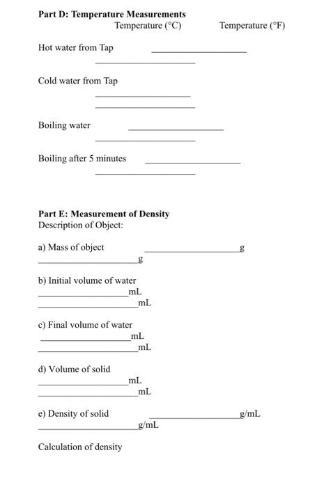 Solved Part D: Temperature Measurements Temperature (∘C) | Chegg.com