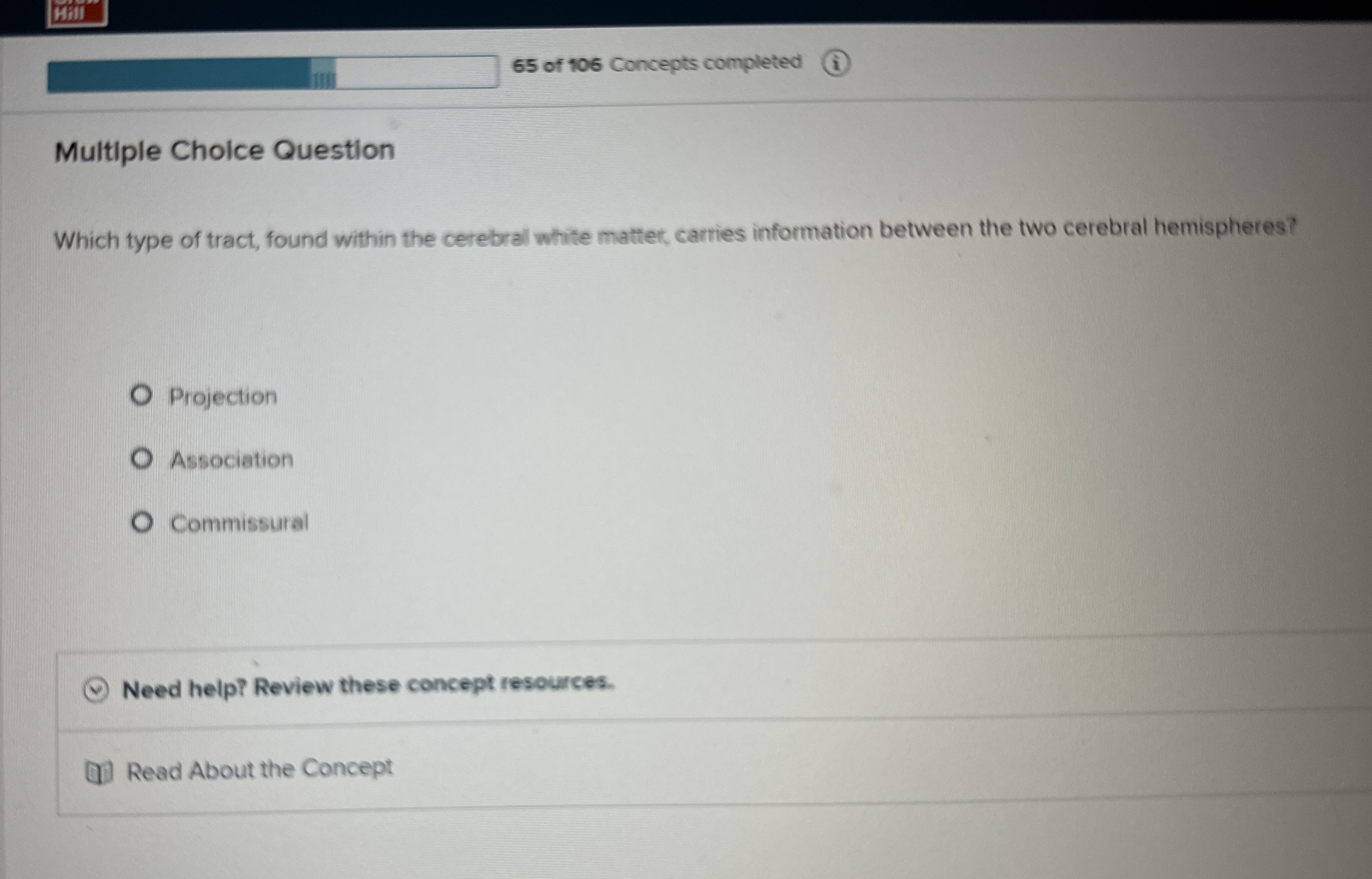 Solved Bill65 ﻿of 106 ﻿Concepts completedMultiple Choice | Chegg.com