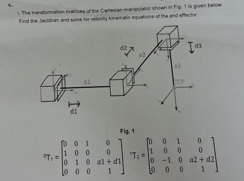 Solved c.The transformation matrices of the Cartesian | Chegg.com
