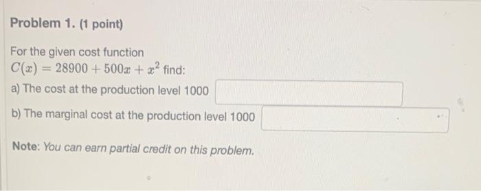 Solved For the given cost function C(x)=28900+500x+x2 find: | Chegg.com