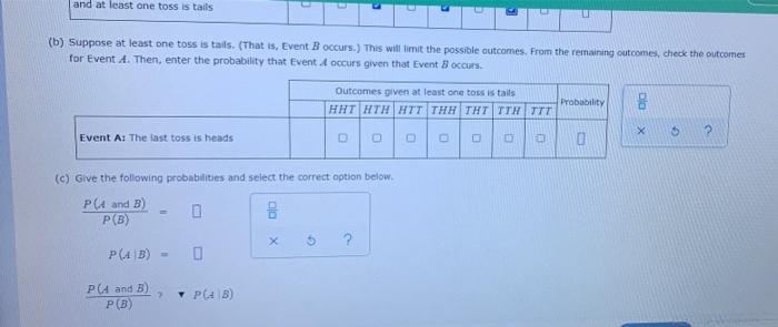 Solved A coin is tossed three times. An outcome is | Chegg.com