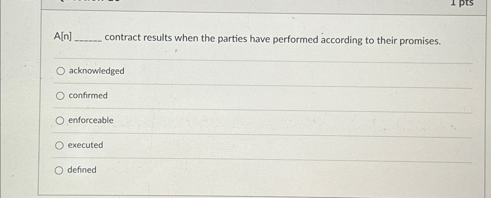Solved A[n] ﻿contract results when the parties have | Chegg.com