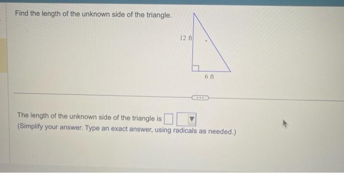 Solved Find the length of the unknown side of the triangle. | Chegg.com