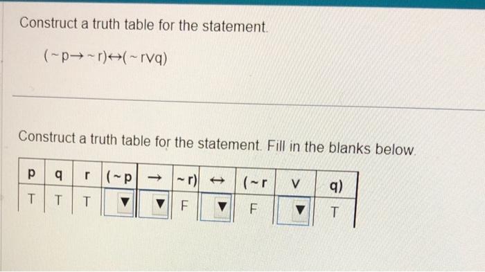Solved Construct a truth table for the statement. | Chegg.com