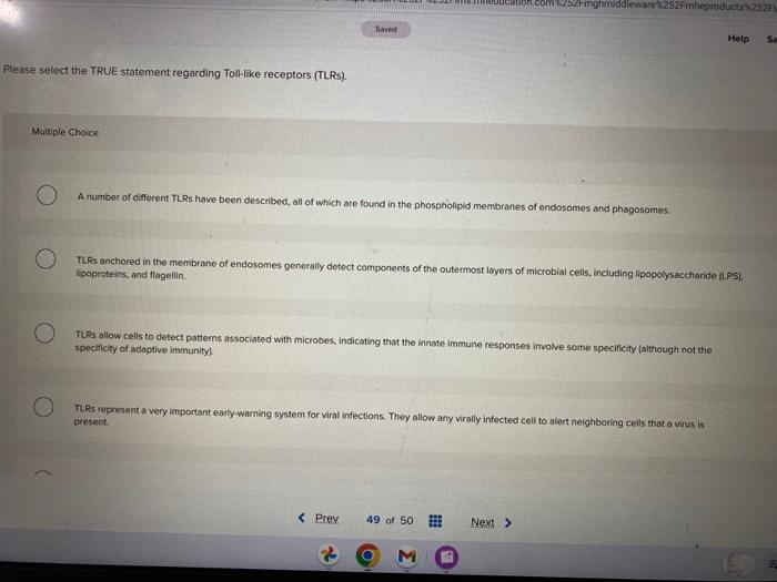 Solved Please select the TRUE statement regarding Toll-like | Chegg.com