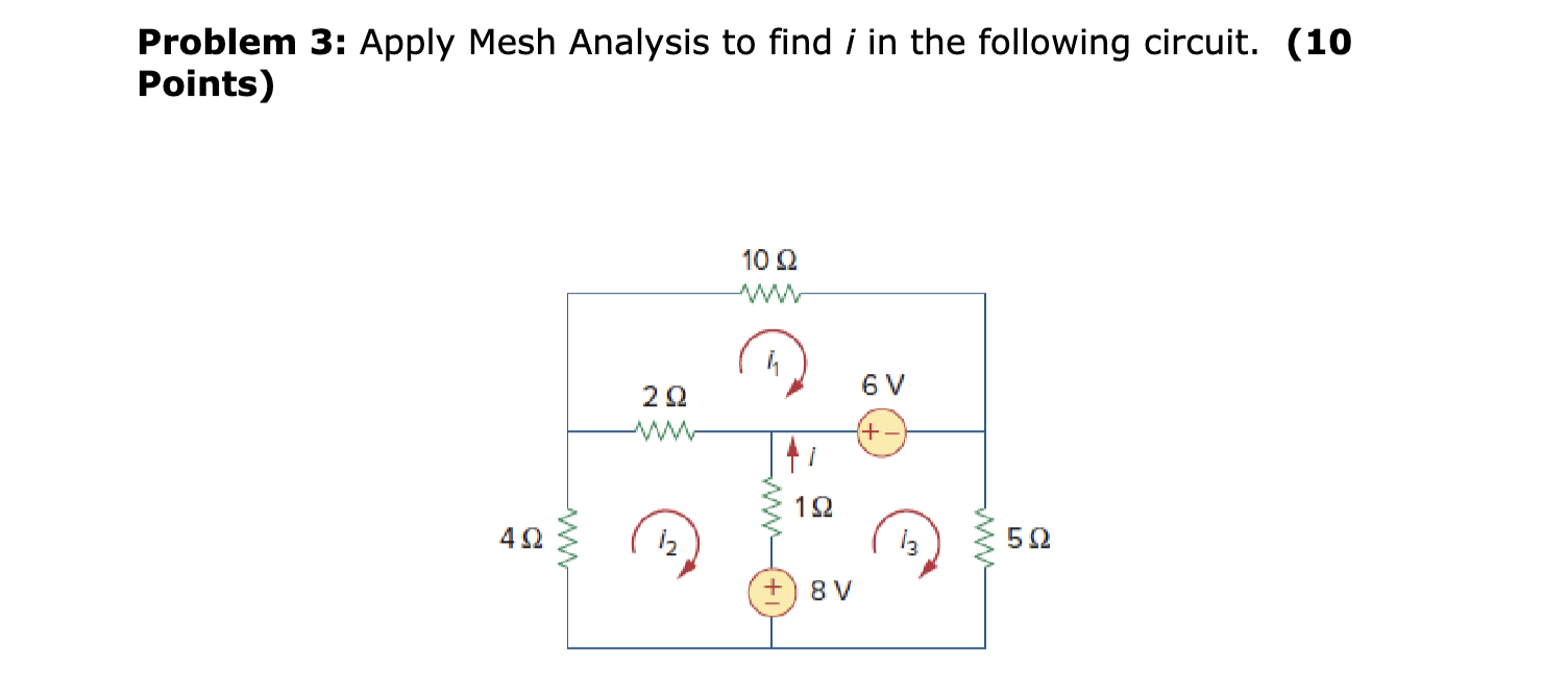 Solved Problem 3: Apply Mesh Analysis to find i ﻿in the | Chegg.com
