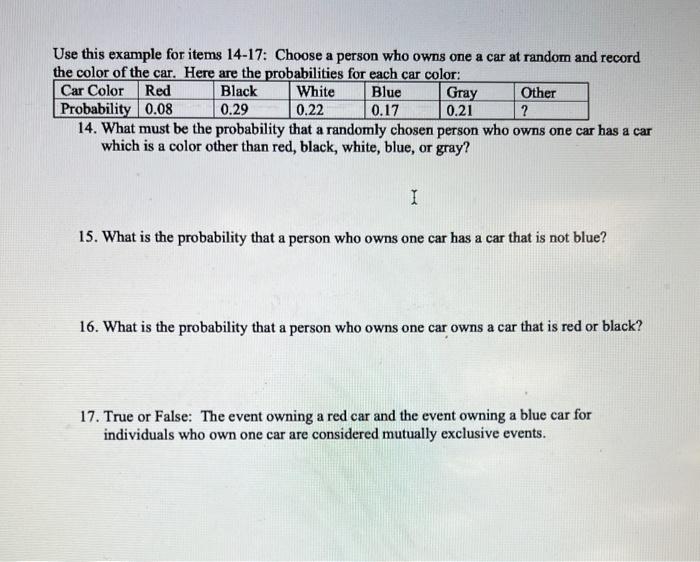 Solved Use this example for items 14-17: Choose a person who | Chegg.com