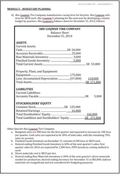 Solved A) Abu Lugman Tire Company manufactures racing tires | Chegg.com