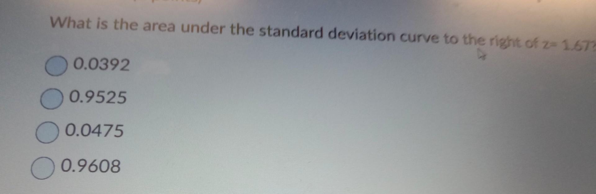 Solved What is the area under the standard deviation curve | Chegg.com