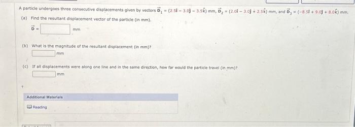 Solved A particle undergoes three consecutive displacements | Chegg.com