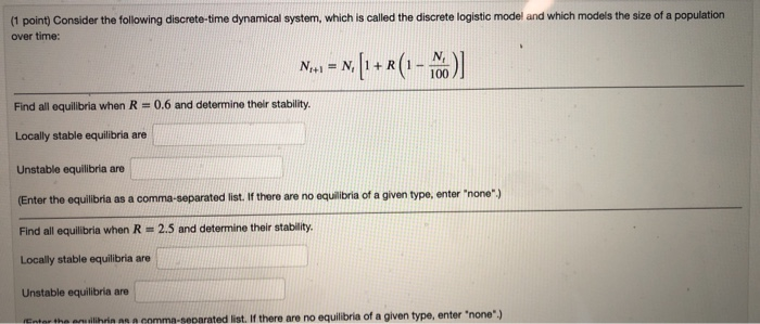Solved (1 point) Consider the following discrete-time | Chegg.com