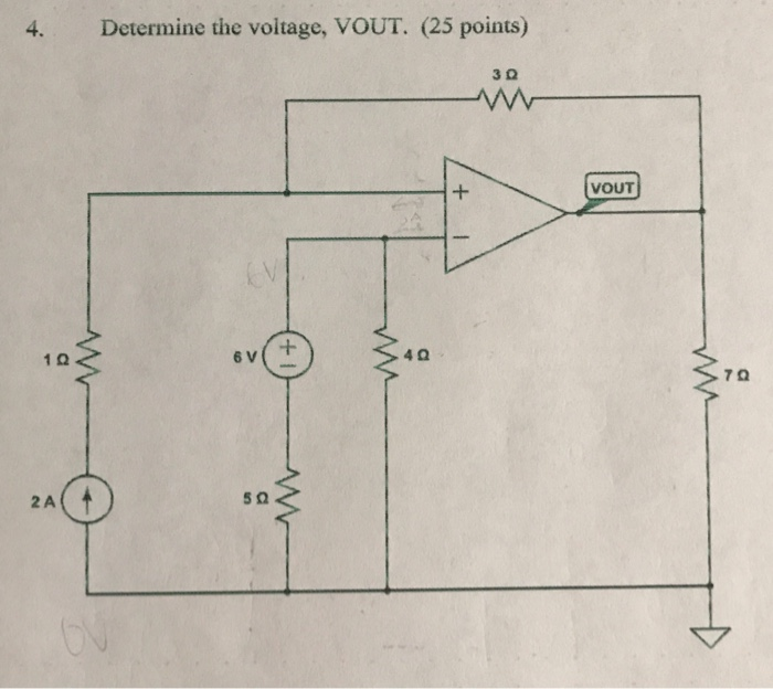 Solved Determine the voltage, VOUT. (25 points) 30 VOUT + -- | Chegg.com