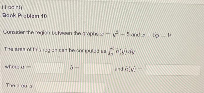 Solved Consider the region between the graphs x=y2−5 and | Chegg.com