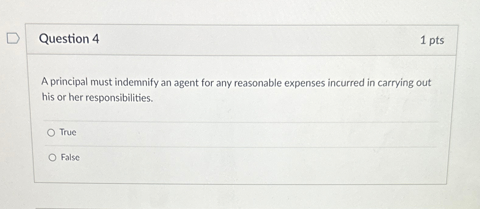 Solved Question 41 ﻿ptsA principal must indemnify an agent | Chegg.com